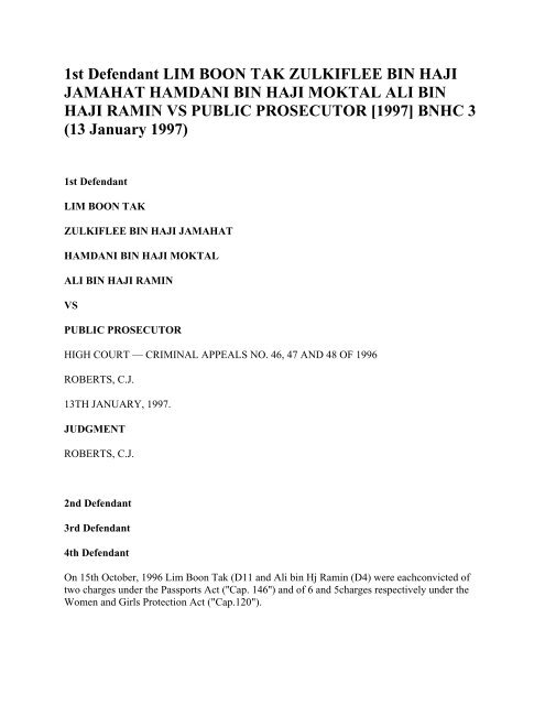 1st Defendant LIM BOON TAK ZULKIFLEE BIN HAJI JAMAHAT ...