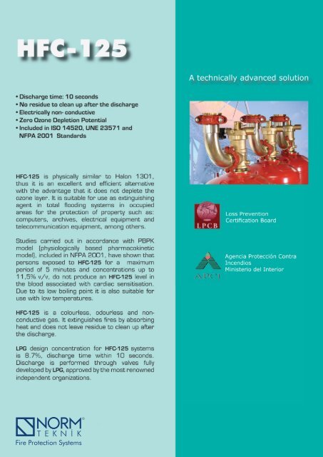 HCF 125 Gas Fire Extinguishing Systems - Norm Teknik