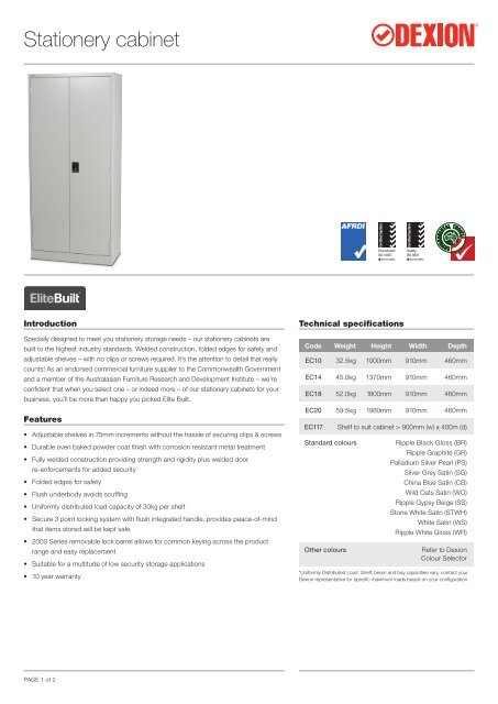 Spec Sheet - Dexion