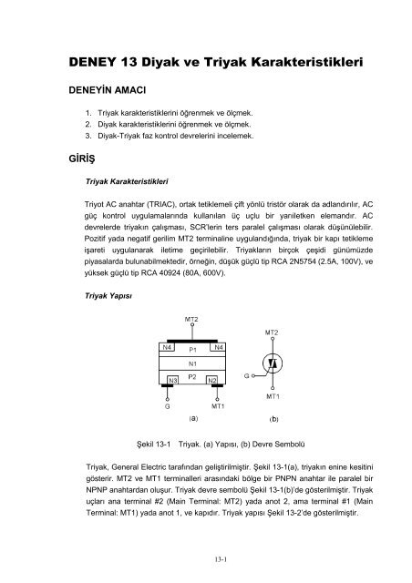 DENEY 13 Diyak ve Triyak Karakteristikleri