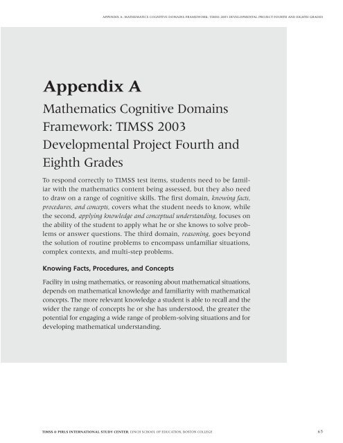 Mathematics Cognitive Domains Framework - TIMSS and PIRLS ...