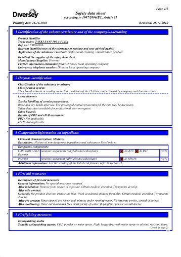 EASY PAKS Neutral Cleaner - Material Safety Data Sheets - Diversey