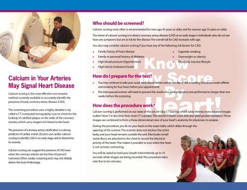 Calcium Scoring for Heart Disease - St. Mary Medical Center