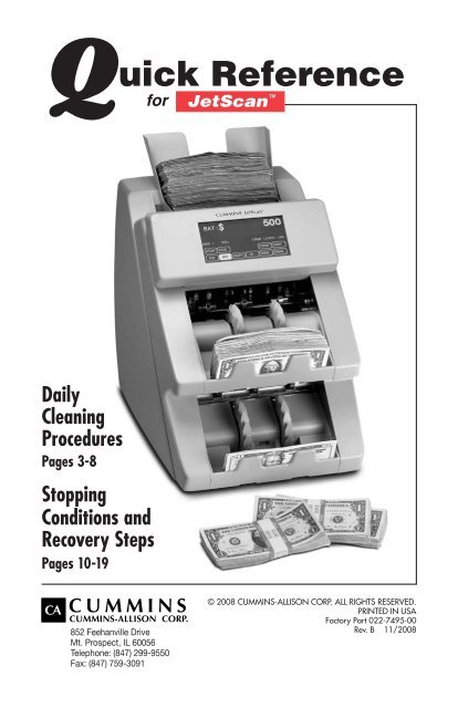 Reference Guide - JetScan 2 pockets - Cummins-Allison