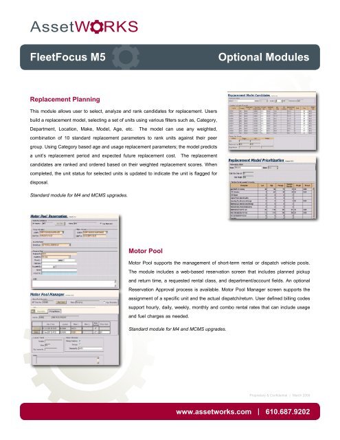 FleetFocus M5 Optional Modules - AssetWorks