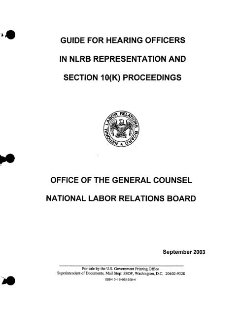NLRB Guide for Hearing Officers - National Labor Relations Board