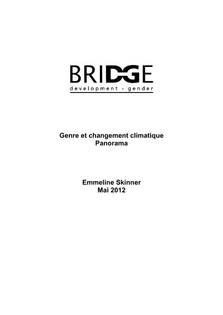 Genre et changement climatique - Bridge - Institute of Development ...
