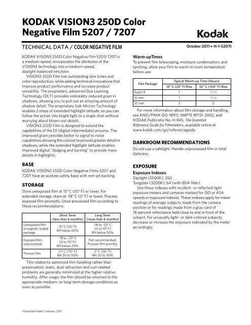 KODAK VISION3 250D Color Negative Film 5207 / 7207