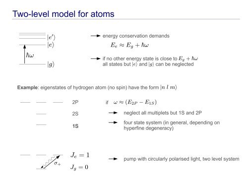 Two-level model for atoms