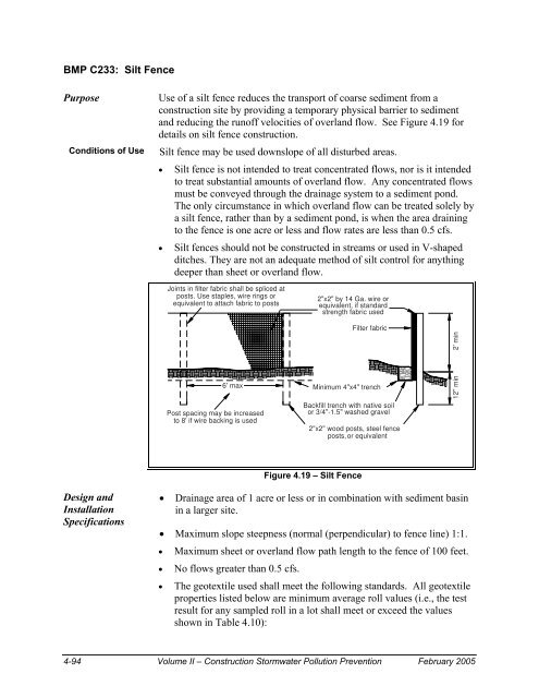 BMP C233: Silt Fence Purpose Use of a silt fence ... - San Juan County