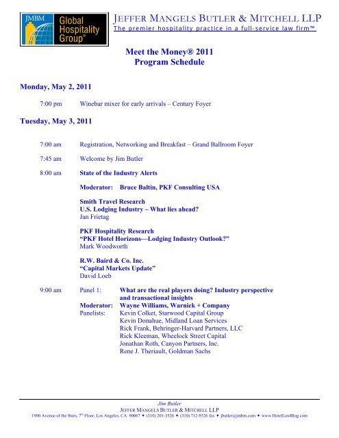 Program Schedule - Jeffer Mangels Butler & Mitchell LLP