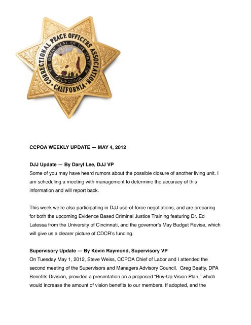 weekly 4 - California Correctional Peace Officers Association
