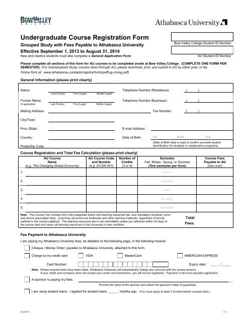 Undergraduate Course Registration Form - Learning Services ...