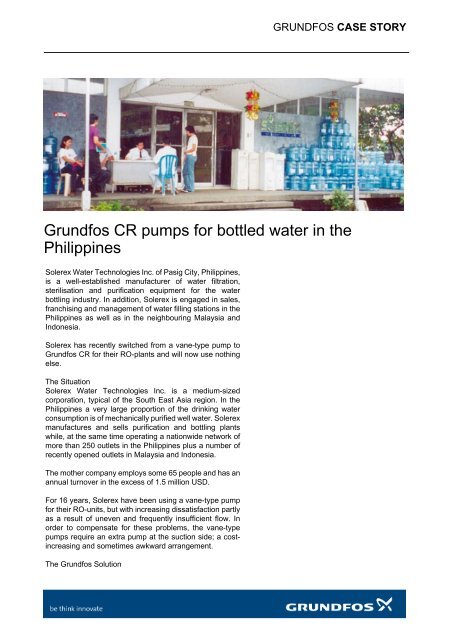 Grundfos CR pumps for bottled water in the Philippines