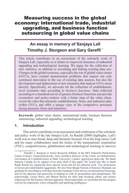 Measuring success in the global economy - W.E. Upjohn Institute for ...