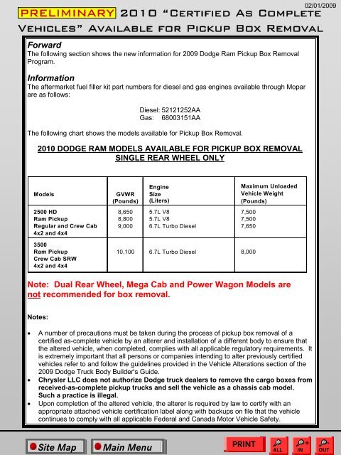 Certified As Complete Vehicles - Ram Body Builder's Guide