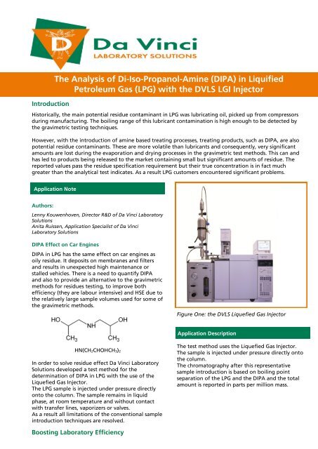 The Analysis of Di-Iso-Propanol-Amine (DIPA) in Liquified ... - Labicom