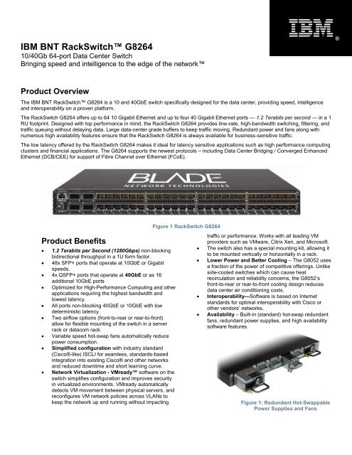 IBM BNT RackSwitchâ„¢ G8264 - BLADE Network Technologies