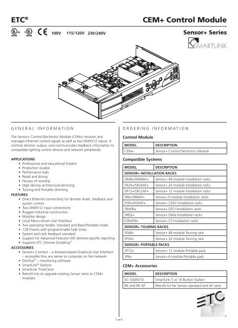 ETC Sensor CEM+ Control Modules - Skyline College