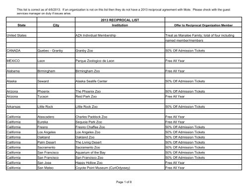 downloadable PDF a our Reciprocal List. - Mote Marine Laboratory