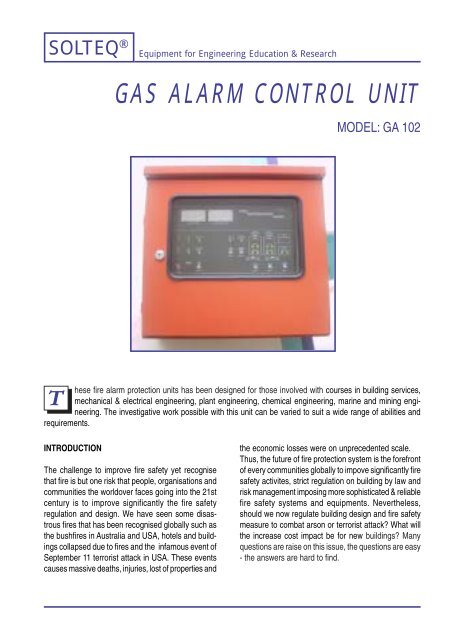 GAS ALARM CONTROL UNIT - Solution Engineering