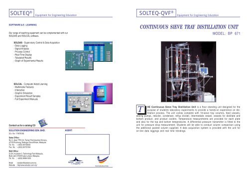 continuous sieve tray distillation unit - Solution Engineering