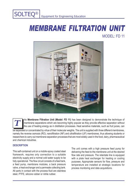 MEMBRANE FILTRATION UNIT - Solution Engineering