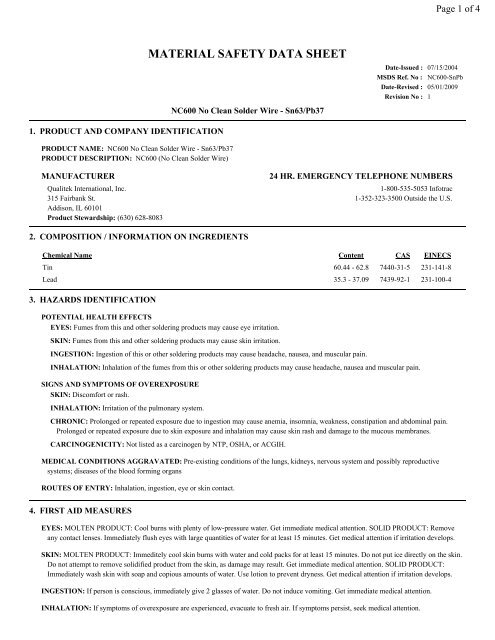 MSDS Sheet - Howard Electronic Instruments Inc.