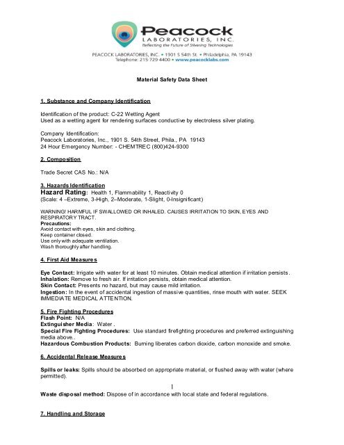 C-22 Wetting Agent - Peacock Laboratories