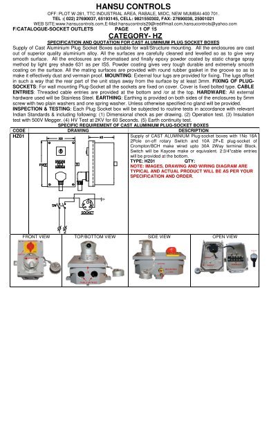 catalogue socket outlets - of Hansu Controls