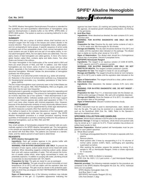SPIFE® Alkaline Hemoglobin - Helena