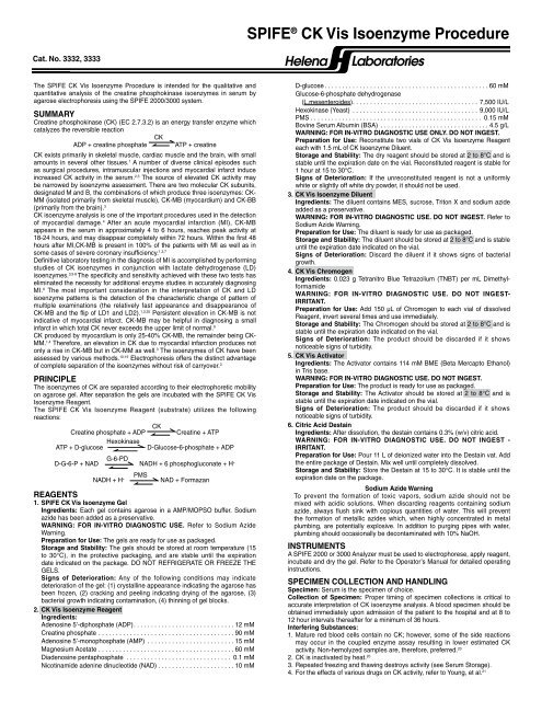 SPIFE® CK Vis Isoenzyme Procedure - Helena