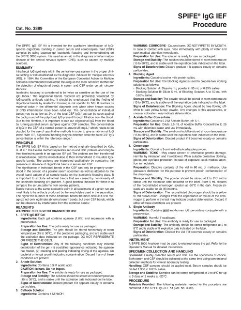 SPIFE® IgG IEF Procedure - Helena