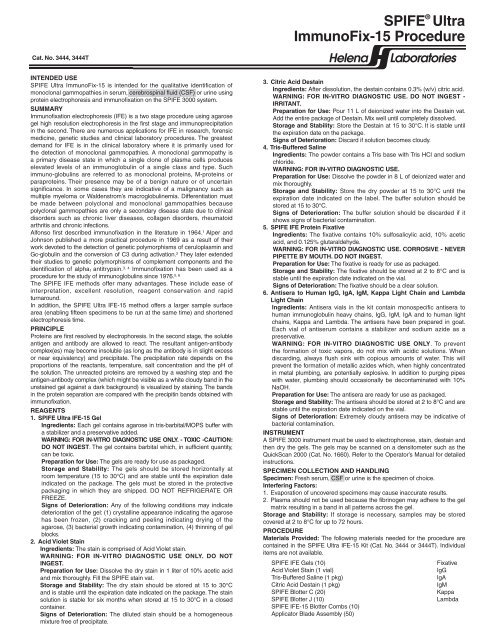 SPIFE® Ultra ImmunoFix-15 Procedure - Helena