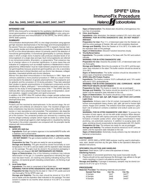 SPIFE® Ultra ImmunoFix Procedure - Helena