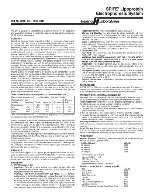 SPIFE® Lipoprotein Electrophoresis System - Helena