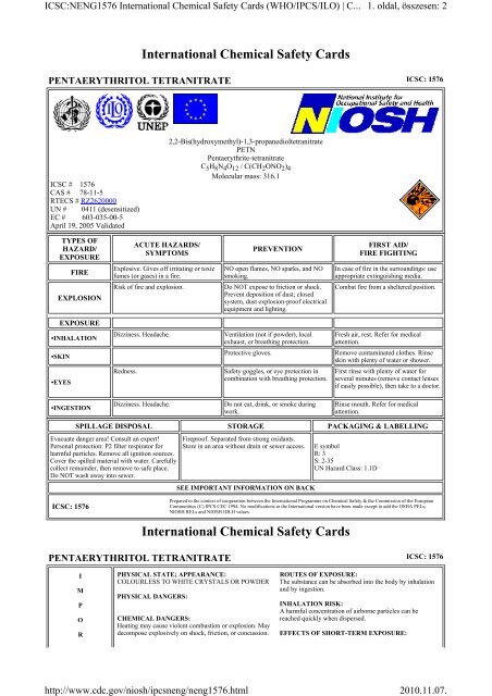 International Chemical Safety Cards International Chemical Safety ...