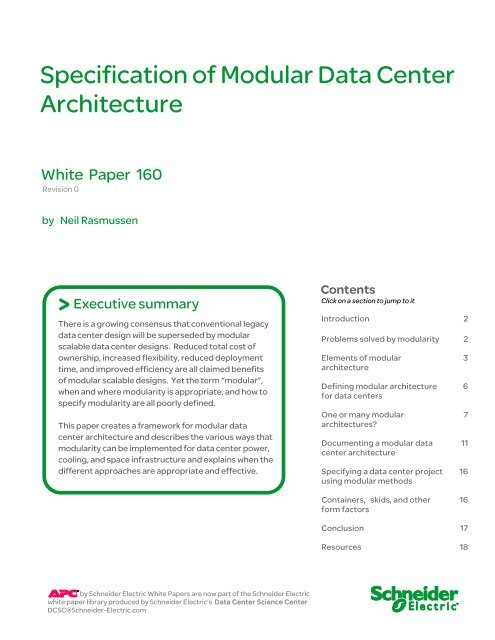 Specification of Modular Data Center Architecture - APC Media