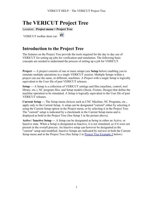The VERICUT Project Tree