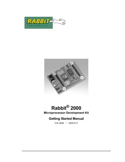 Rabbit 2000 Microprocessor Development Kit Getting Started Manual