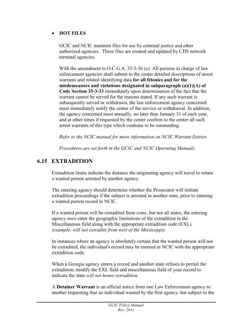 HOT FILES GCIC and NC