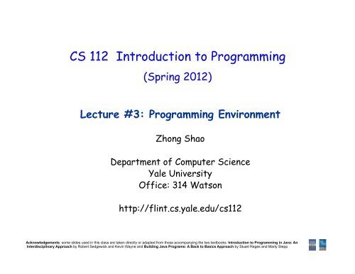 CS 112 Introduction to Programming - Yale University CS 112 Introduction to Programming - Yale University