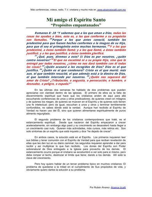 Mi amigo el Espíritu Santo “Propósitos ... - Alcance Izcalli