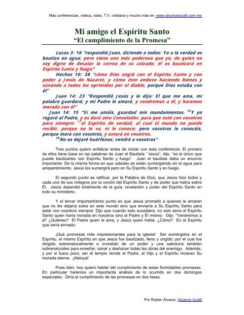 Mi amigo el Espíritu Santo - Alcance Izcalli