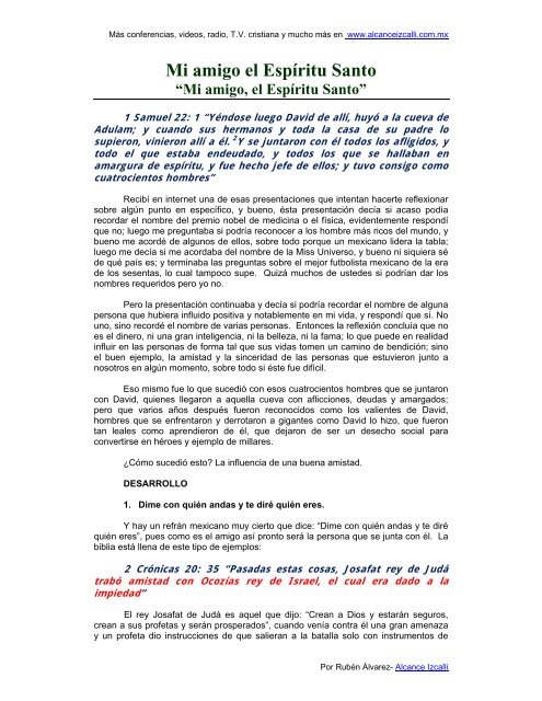 Mi amigo el Espíritu Santo - Alcance Izcalli