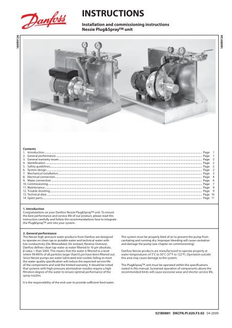 INSTRUCTIONS - Danfoss