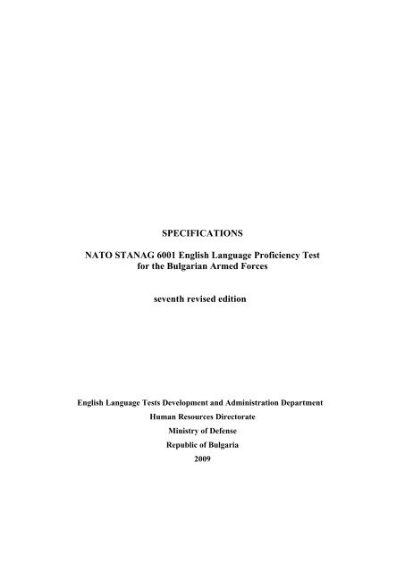 Bulgarian Armed Forces English Language Proficiency Test ...