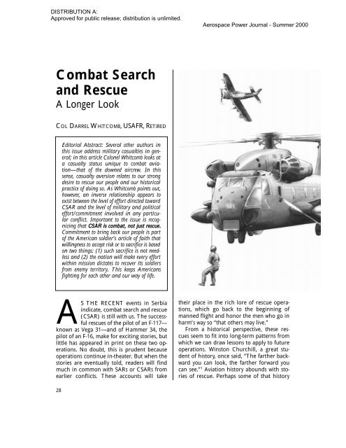 Combat Search and Rescue: A Longer Look
