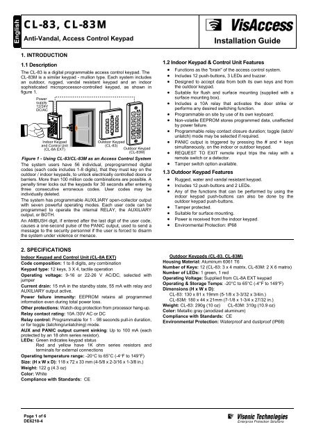 CL-83, CL-83M - Visonic Technologies