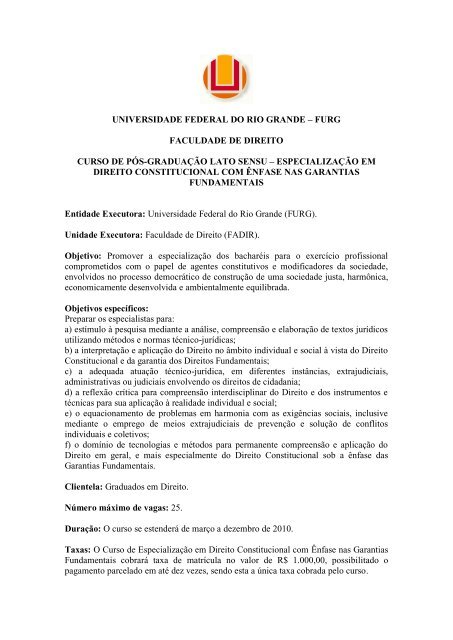 UNIVERSIDADE FEDERAL DO RIO GRANDE ... - Sistemas FURG